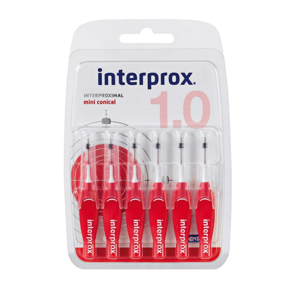 Interprox Plus Mini Conical Interdental Brush 1.0 Red 6 Pieces ...