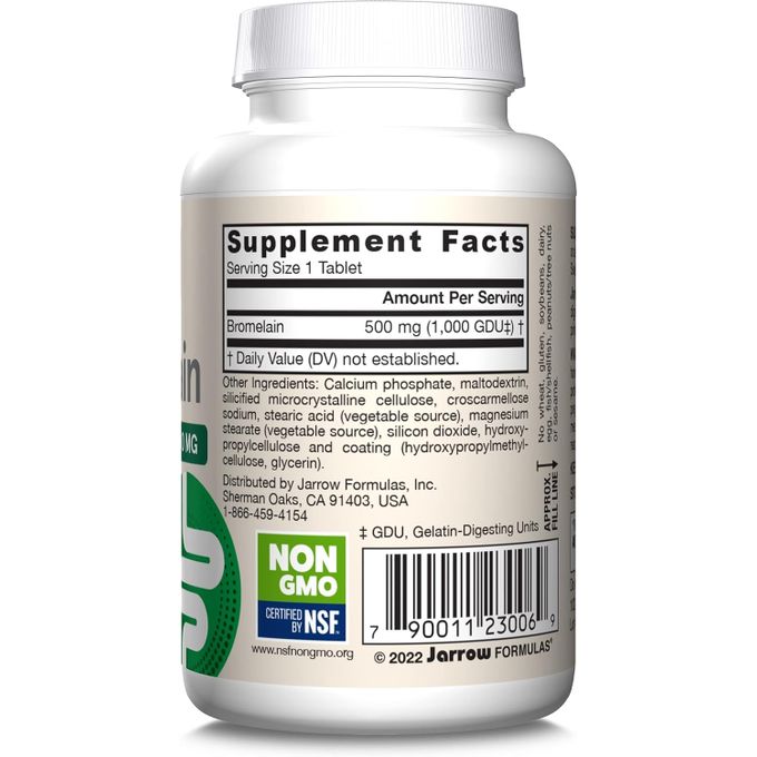 Jarrow Formulas Bromélaïne, 500 GDU, 60 comprimés - Maroc Prix