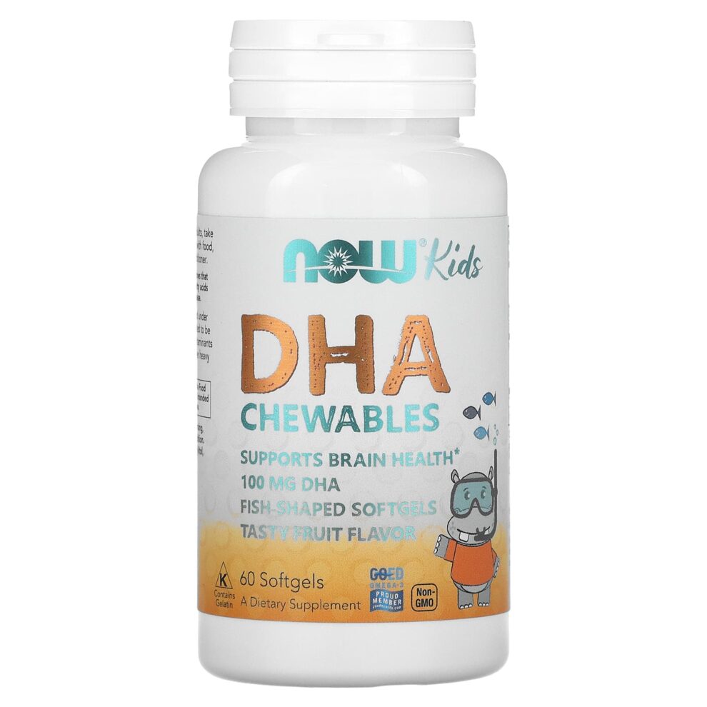 Now foods Kids DHA à croquer pour enfants Fruits savoureux 60 capsules ...